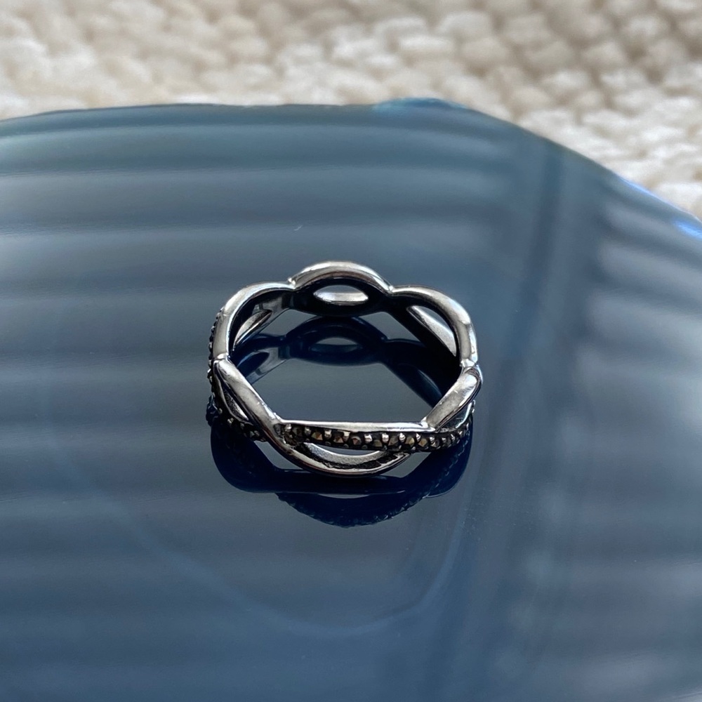 Infinity Design Crystal Sterling Silver Ring - Gem